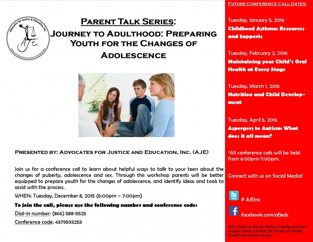 Parent Talk Series Flyer - Advocates for Justice and Education