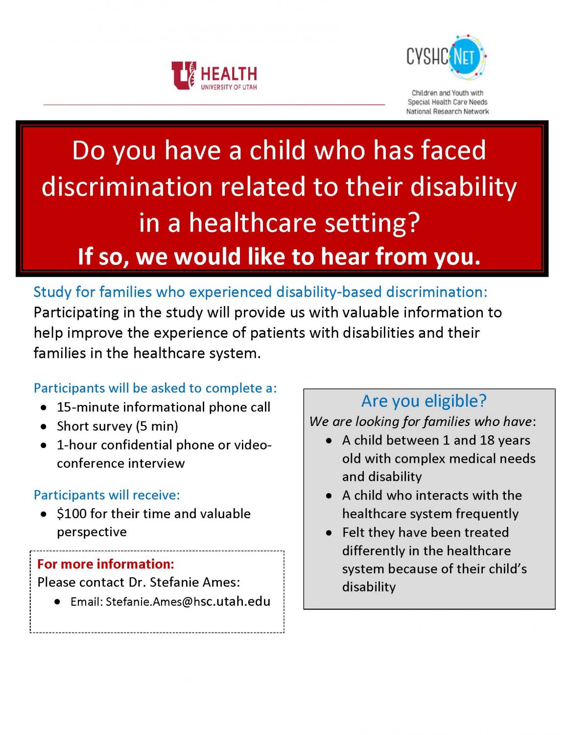 Paid Research Opportunity - University of Utah Study! - Advocates for ...