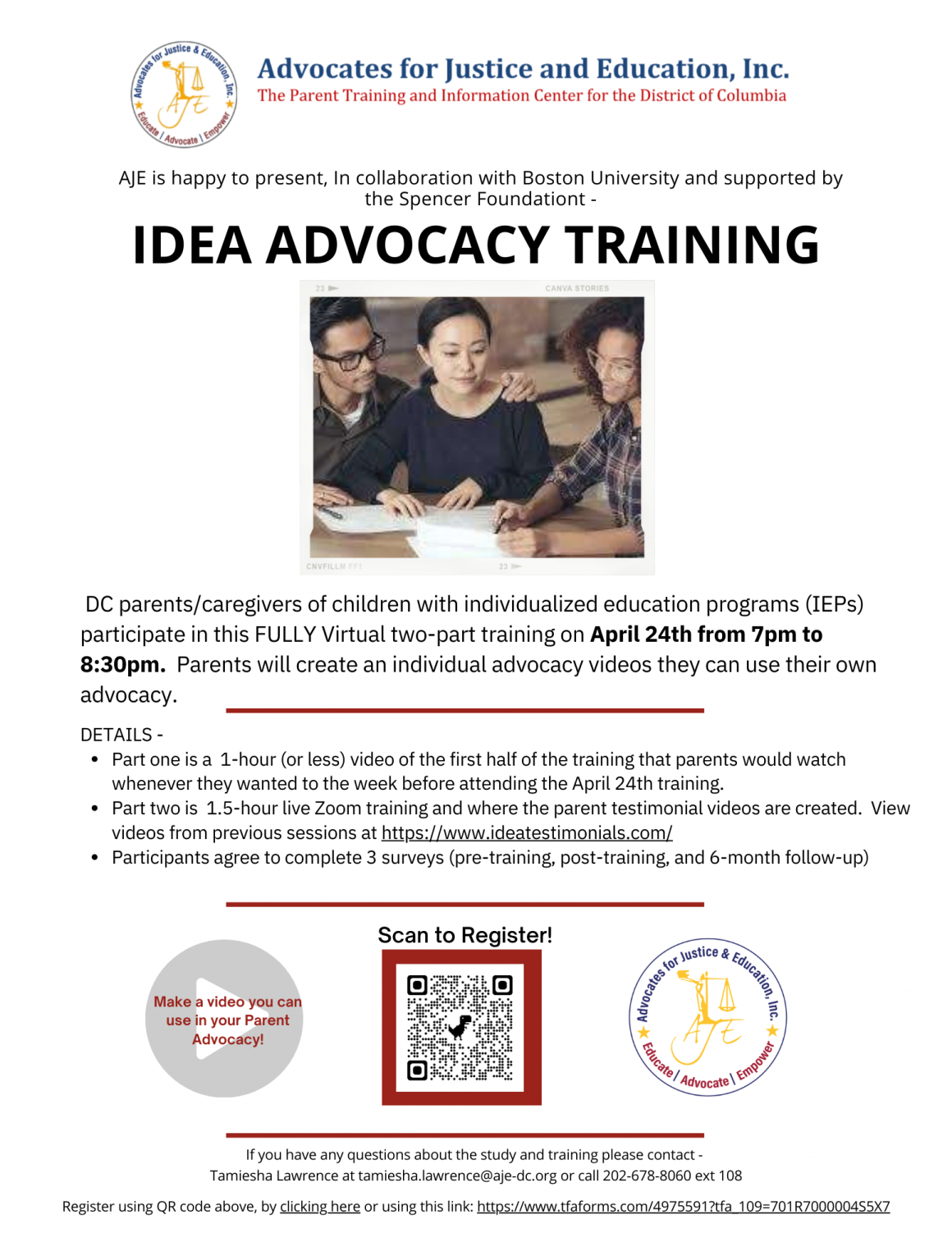 IDEA Advocacy Training and Testimonial recording opportunity ...