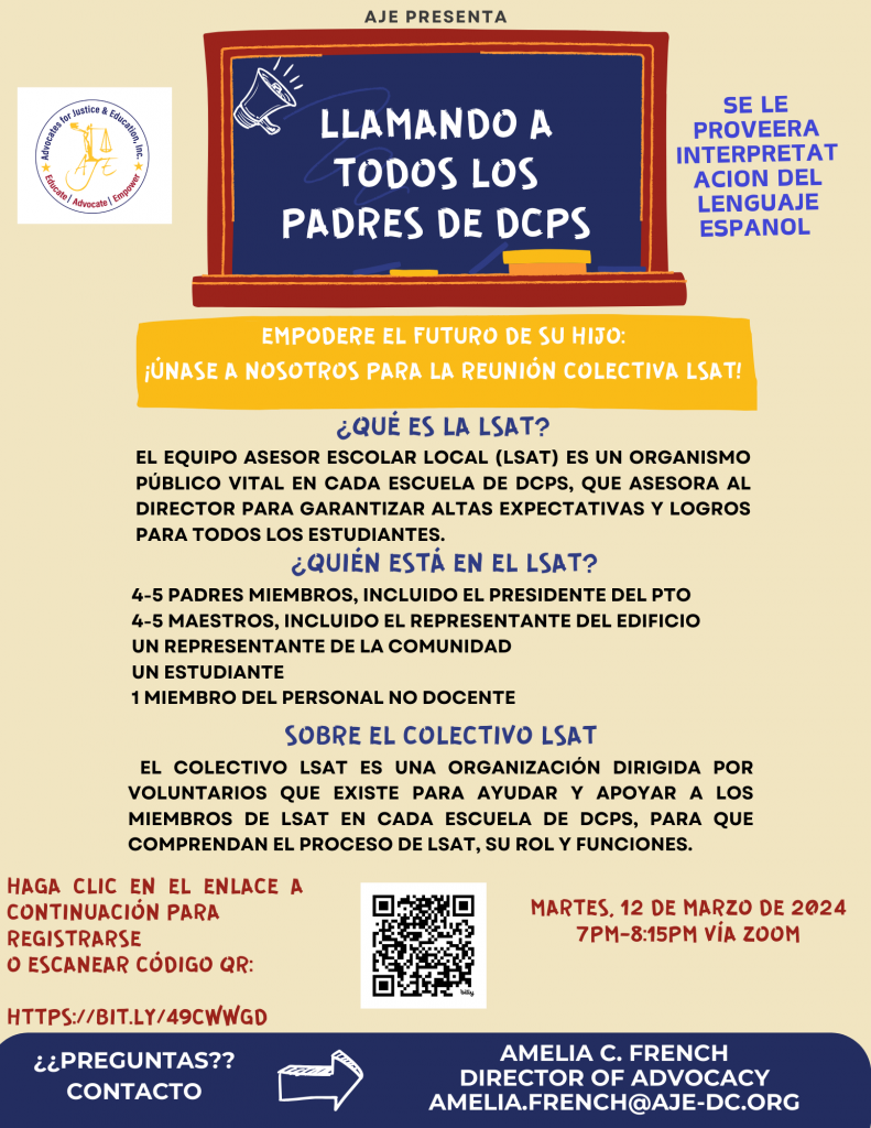 **TOMORROW** CALLING ALL DCPS PARENTS: Join us for the LSAT Collective ...